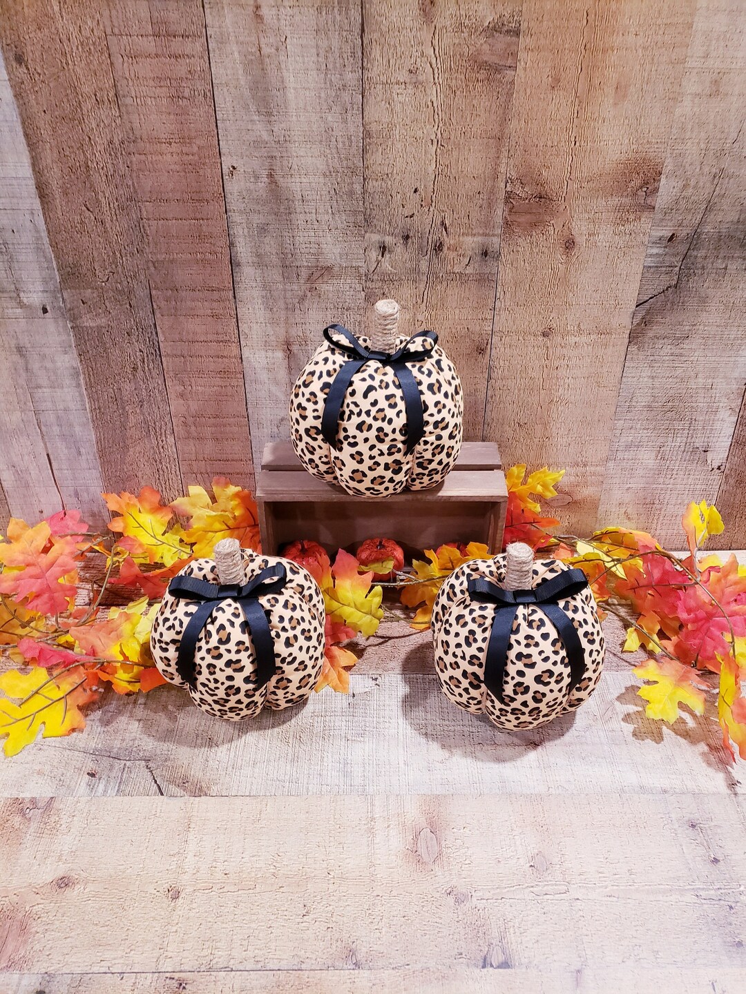 Leopard Print, Handmade Pumpkins, Halloween Decorations , Rustic Fall ...