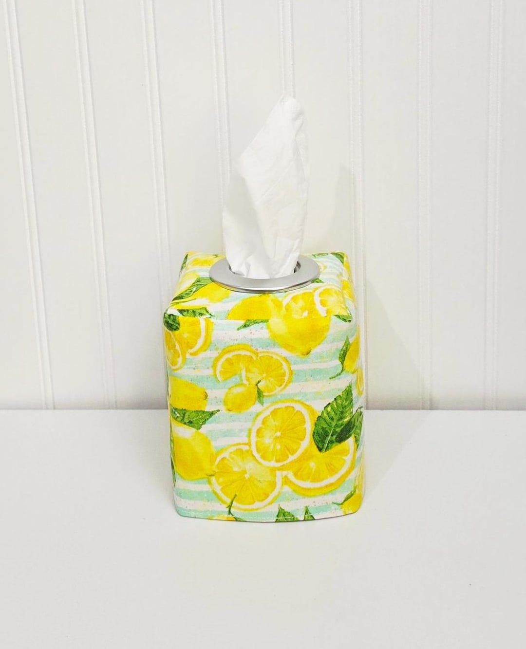 Yellow Tissue Box Cover Lemon Tissue Box Cover Spring Decor Fabric ...