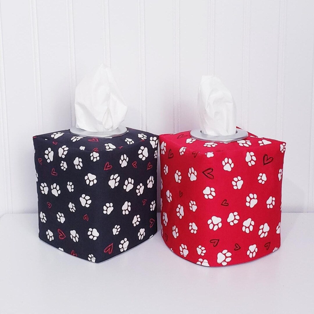 Paw Print,tissue Box Cover,dog Tissue Box Cover, Spring Decor, Fabric ...