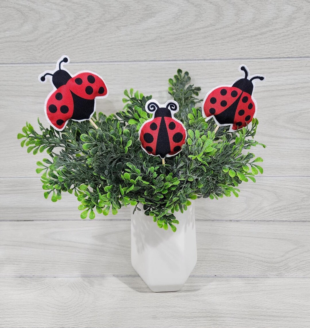 Floral Picks,ladybug Decor,fabric Bees,plant Sticks,spring Floral Picks ...