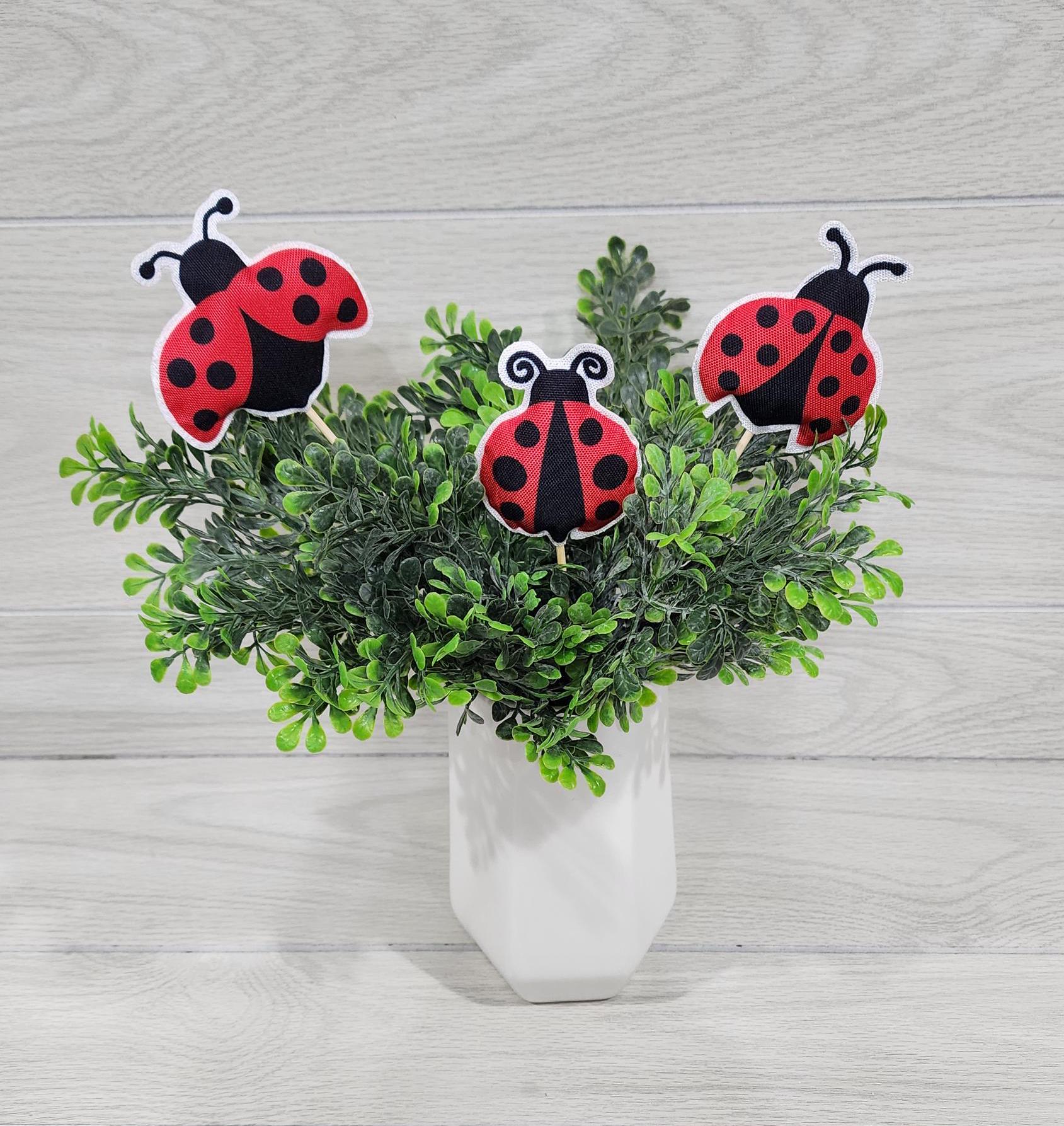 Floral Picks,ladybug Decor,fabric Bees,plant Sticks,spring Floral Picks ...