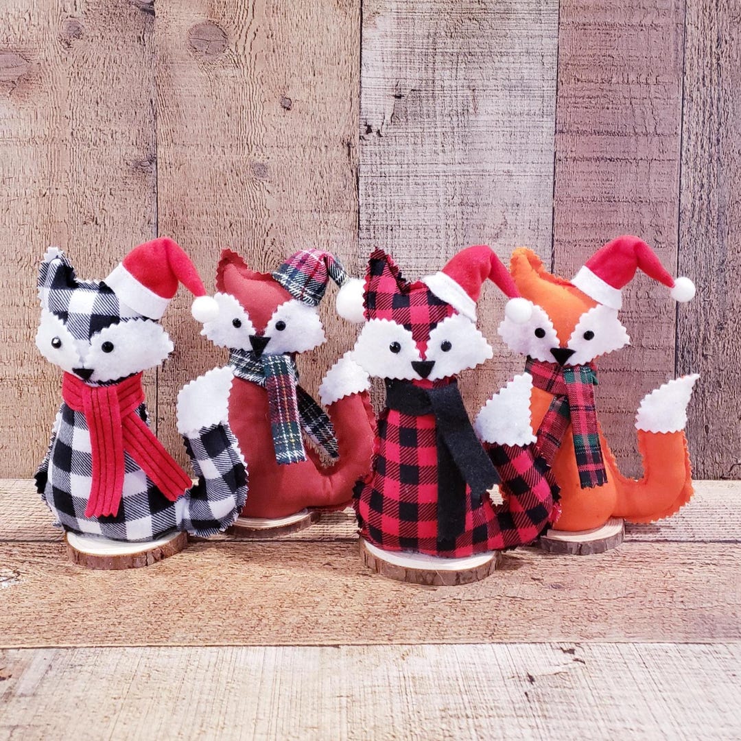 Holiday Fabric Fox, Holiday Fox, Fox Decoration,handmade Fox,woodland ...