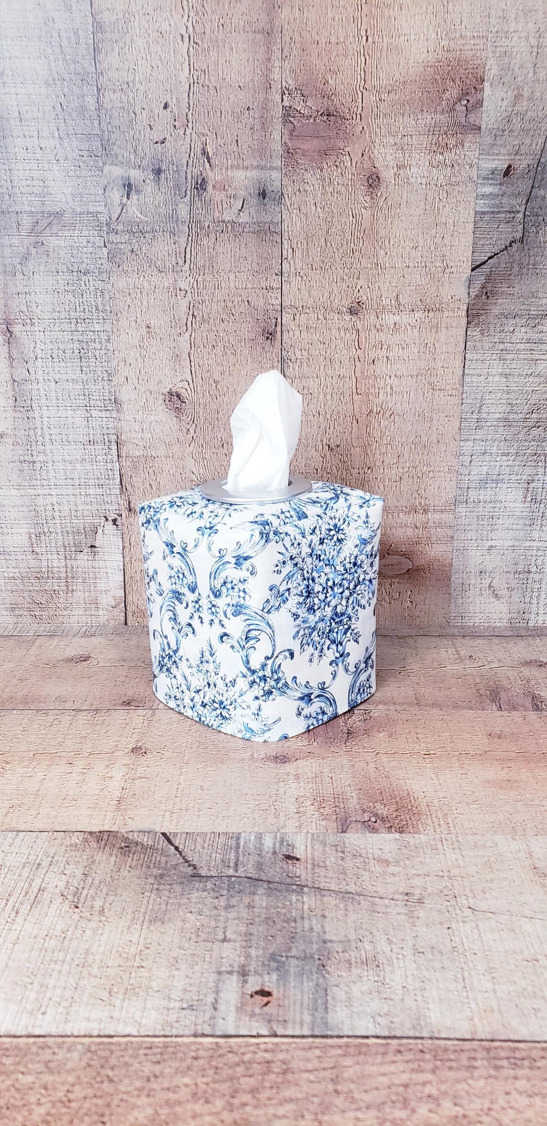 Blue Tissue Box Cover, Floral Printed Tissue Box Cover, Spring Decor ...
