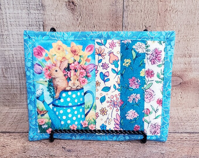 Bunny/easter Mug Rug,pink Accent,coasters, Easter Gift, Gift, Coffee ...