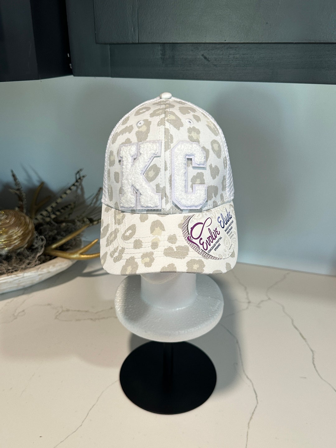 One of a Kind Snow Leopard Hat With KC Chenille Letters. Adjustable - Etsy