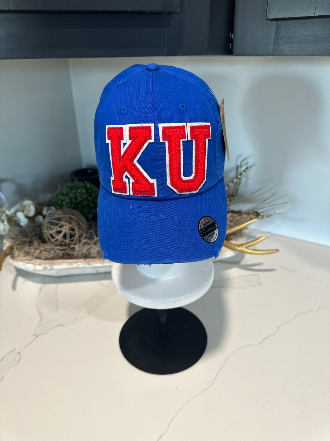 Royal Blue Distressed Hat With Red KU Letters - Etsy
