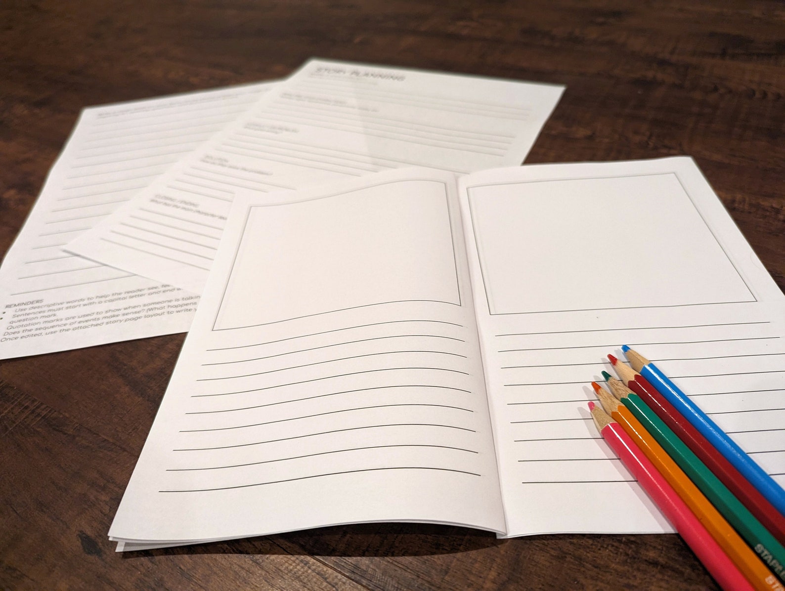 Story Planning Template | Blank Storybook | English Worksheet Printable ...
