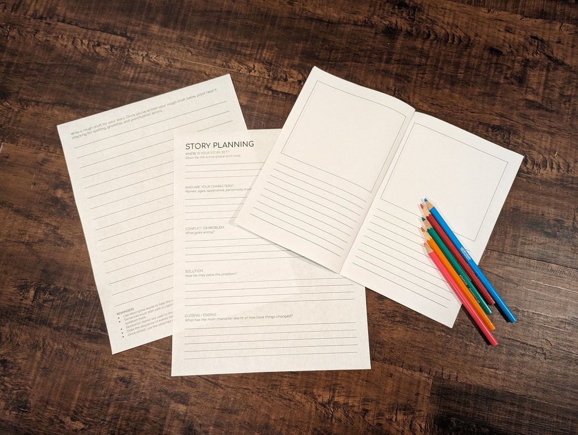 Story Planning Template | Blank Storybook | English Worksheet Printable ...