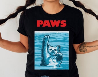 Paws T-shirt. Jaws Movie T-shirt. Kitten Shirt. Kitty T-shirt. Cat T ...
