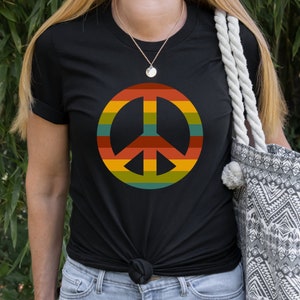 Rainbow Peace Sign Shirt, World Peace Tshirt, Hippie Clothes, Boho ...