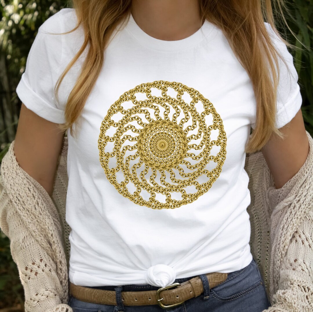 Gold Mandala Shirt, Gold Chain Mandala, Mandala Graphic Tee, Yoga Gift ...