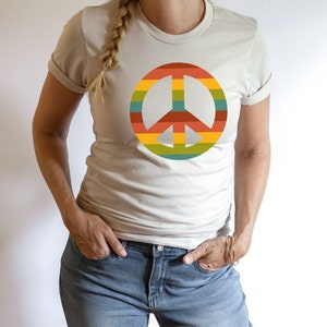 Rainbow Peace Sign Shirt, World Peace Tshirt, Hippie Clothes, Boho ...