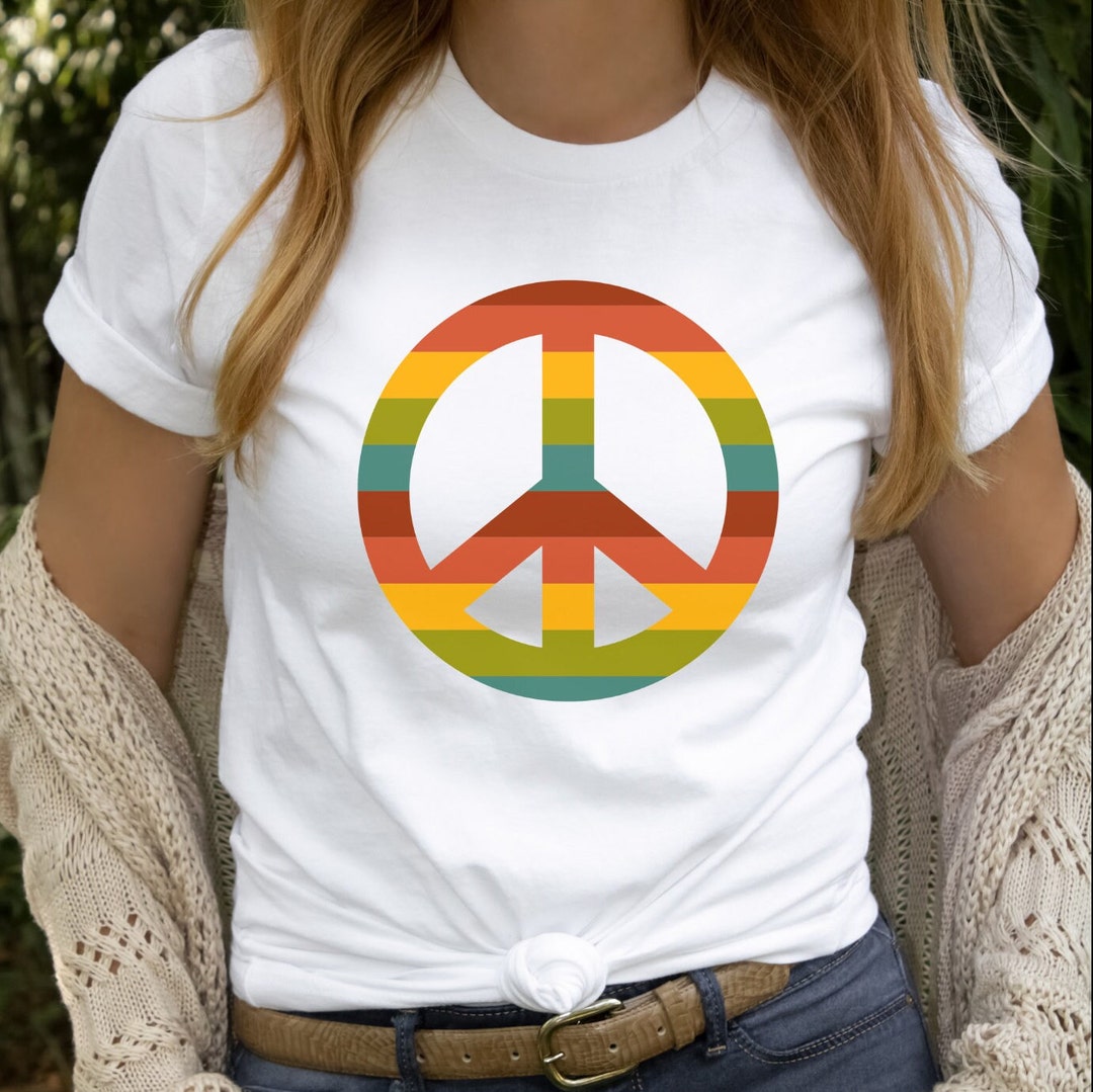 Rainbow Peace Sign Shirt, World Peace Tshirt, Hippie Clothes, Boho ...