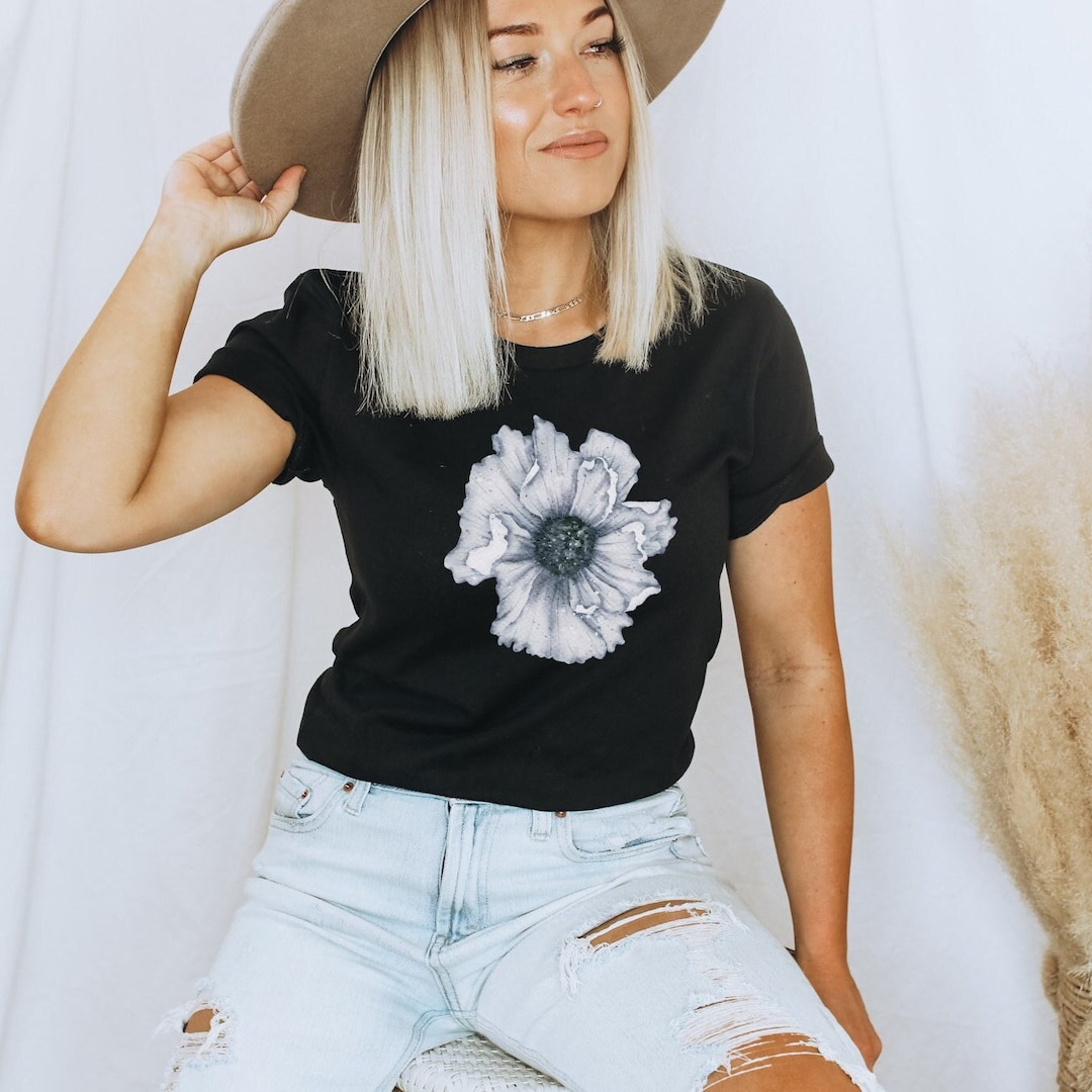 Poppy Shirt Black & White Poppy Flower Shirt California - Etsy