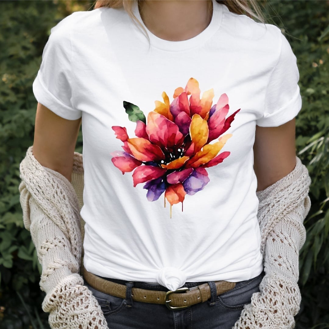 Watercolor Flower Shirt, Flower, Botanical Tshirt, Floral T-shirt ...