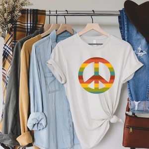 Rainbow Peace Sign Shirt, World Peace Tshirt, Hippie Clothes, Boho ...