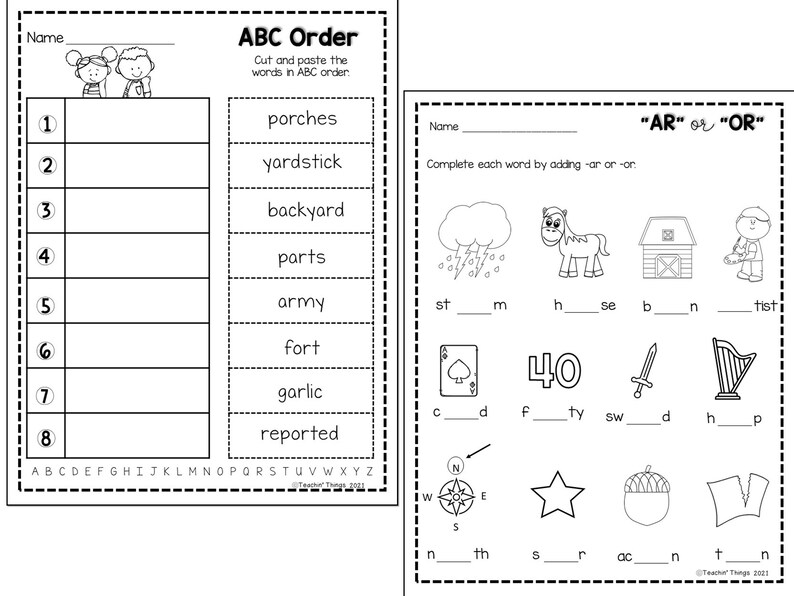 Phonics Foundations Level 2 Unit 8 Word Work Packet - R-controlled ...