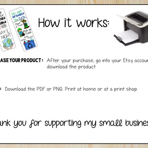 Printable Earth Day Bookmarks - Color and Black and White - Etsy