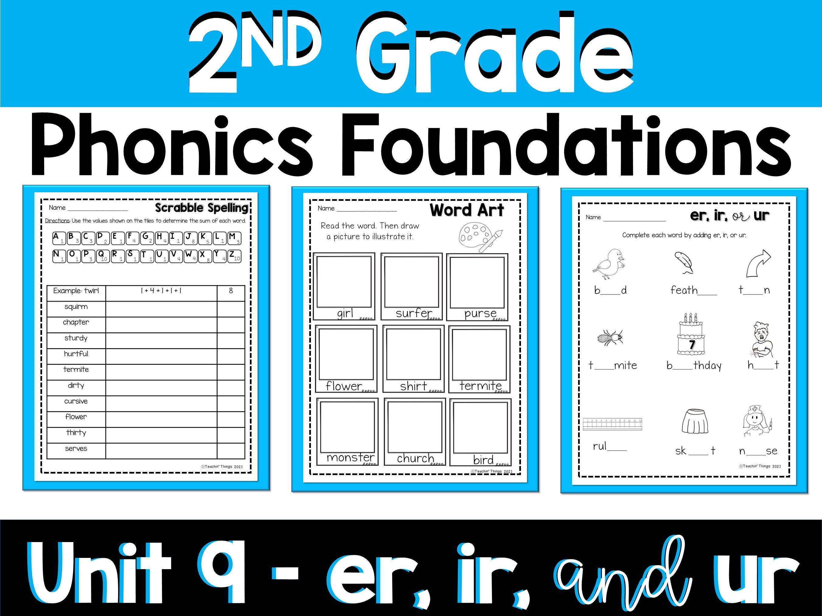 Phonics Foundations Level 2 Unit 9 Word Work Packet -er, Ir, and Ur - Etsy