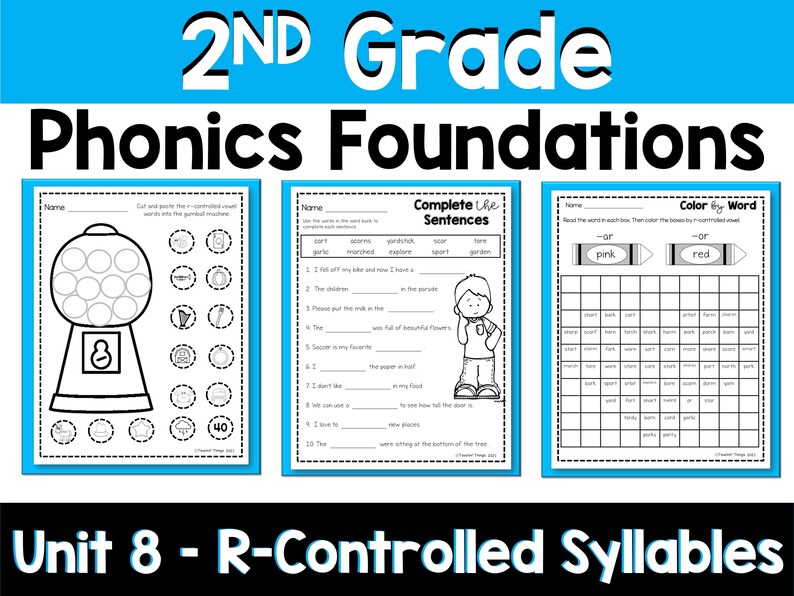 Phonics Foundations Level 2 Unit 8 Word Work Packet - R-controlled ...