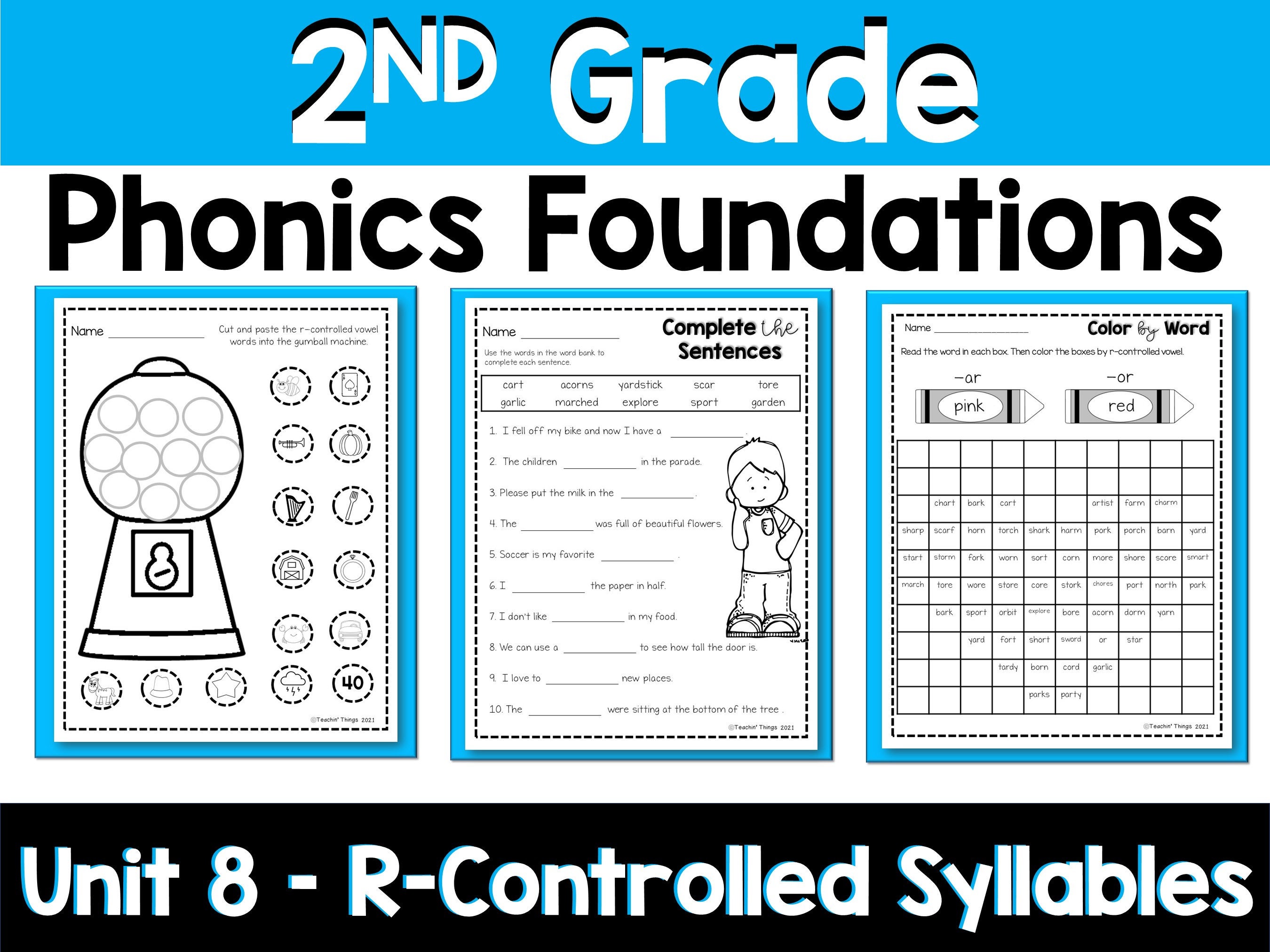 Phonics Foundations Level 2 Unit 8 Word Work Packet - R-controlled ...