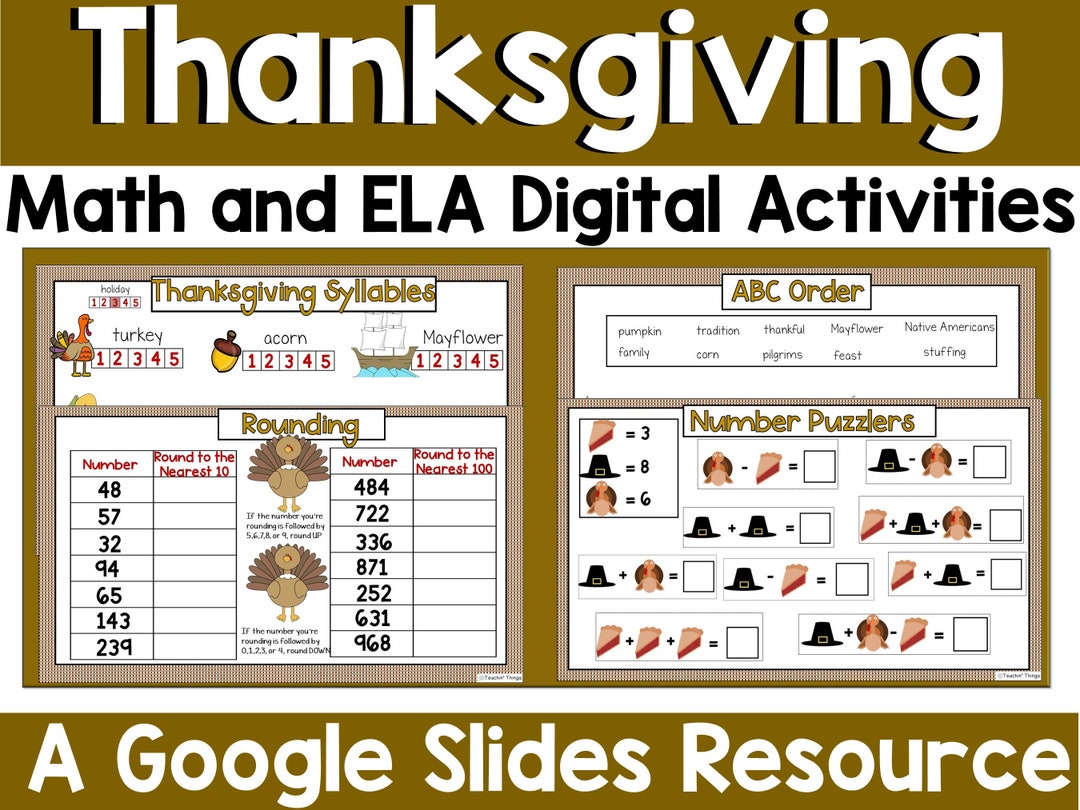 Thanksgiving Digital Activities for Kids - Etsy