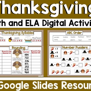 Thanksgiving Digital Activities for Kids - Etsy