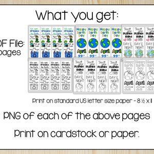 Printable Earth Day Bookmarks - Color and Black and White - Etsy