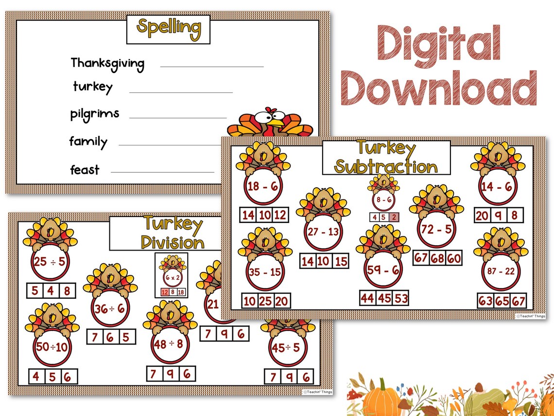 Thanksgiving Digital Activities for Kids - Etsy
