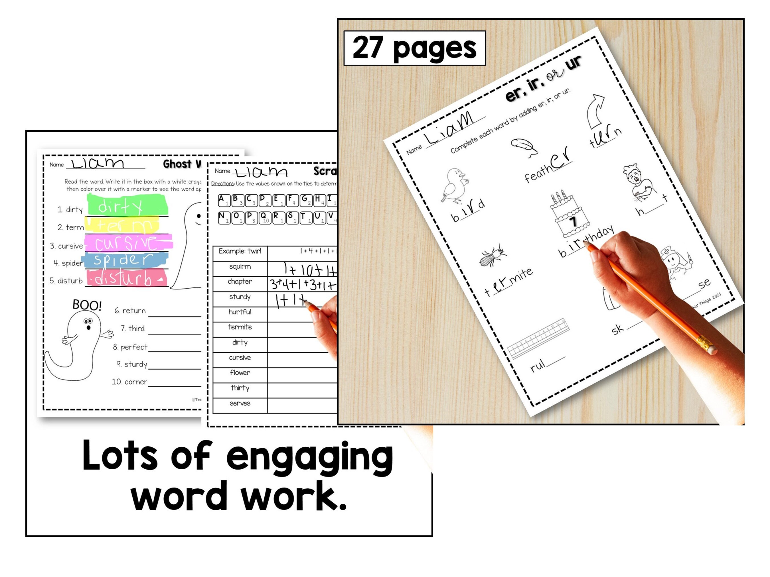 Phonics Foundations Level 2 Unit 9 Word Work Packet -er, Ir, and Ur - Etsy