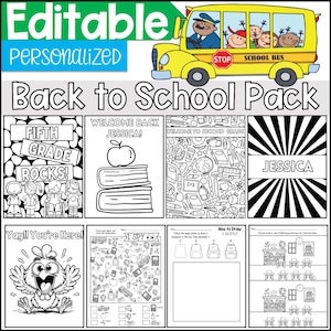 Back to School Themed No Prep Activity Packet | Editable - Etsy