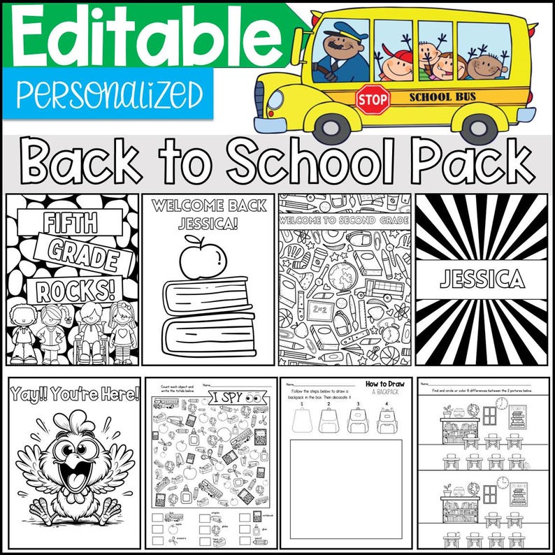 Back to School Themed No Prep Activity Packet | Editable - Etsy