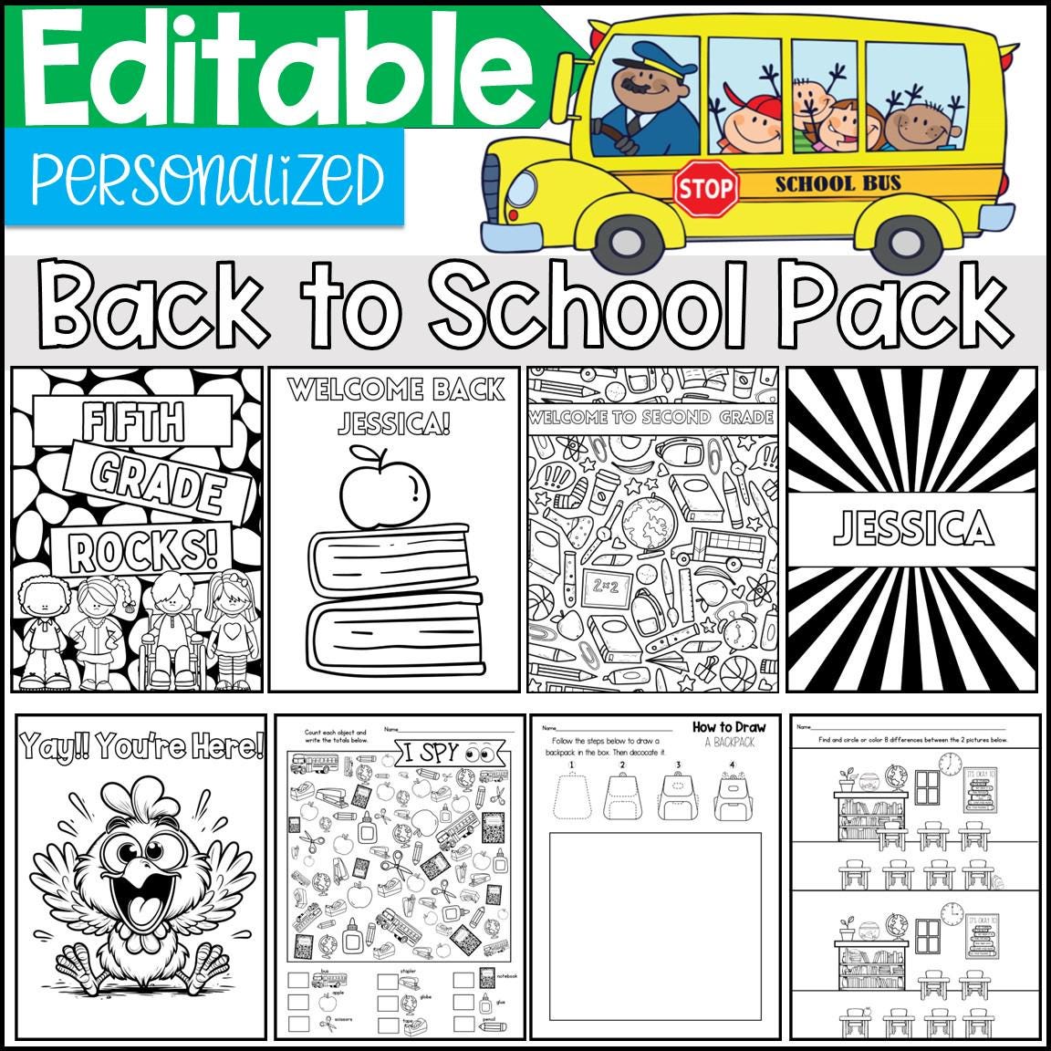 Back to School Themed No Prep Activity Packet | Editable - Etsy