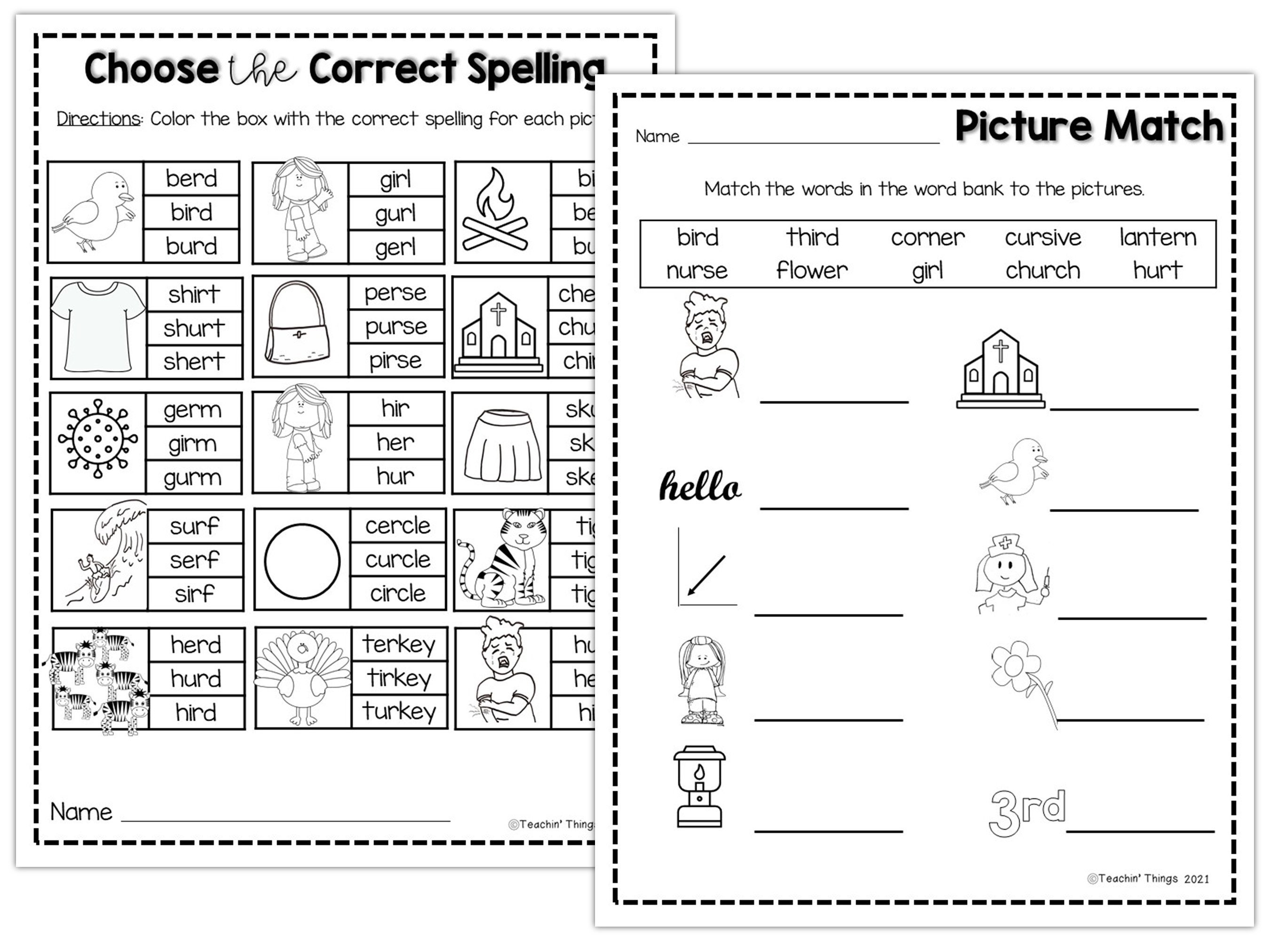 Phonics Foundations Level 2 Unit 9 Word Work Packet -er, Ir, and Ur - Etsy