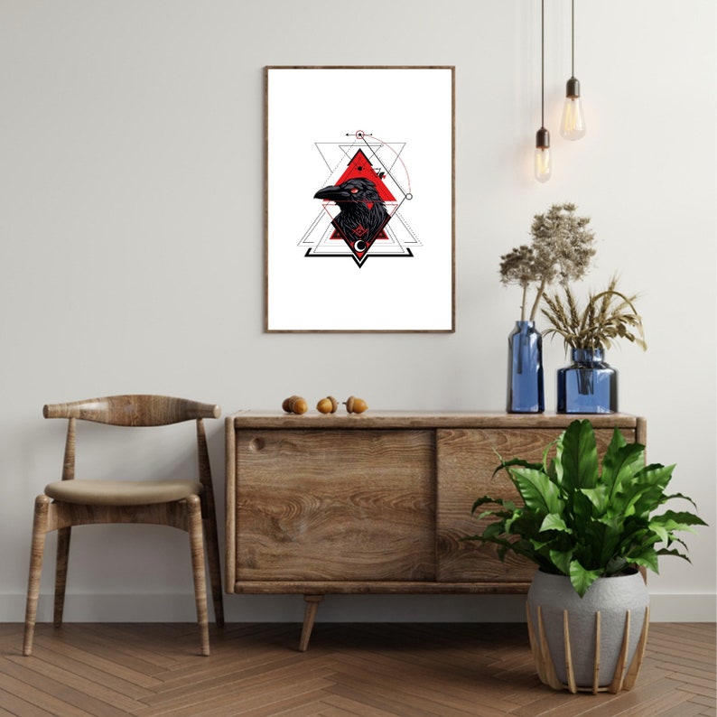 Raven Crow Printable Wall Art Gothic Decor Halloween Etsy