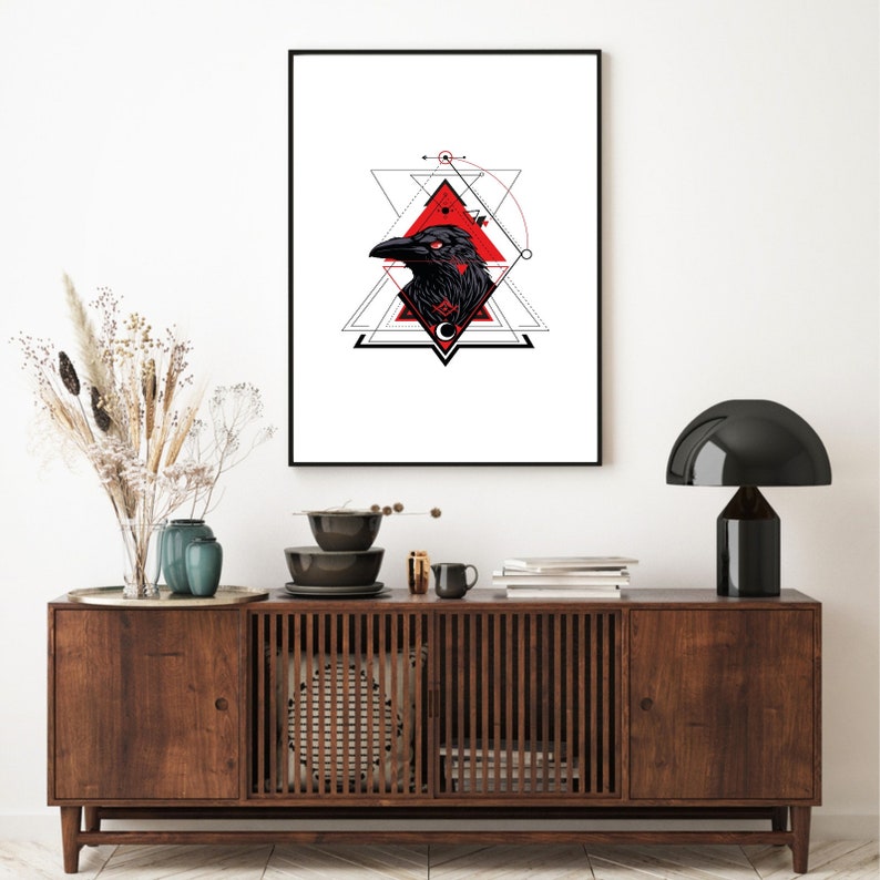 Raven Crow Printable Wall Art Gothic Decor Halloween Etsy