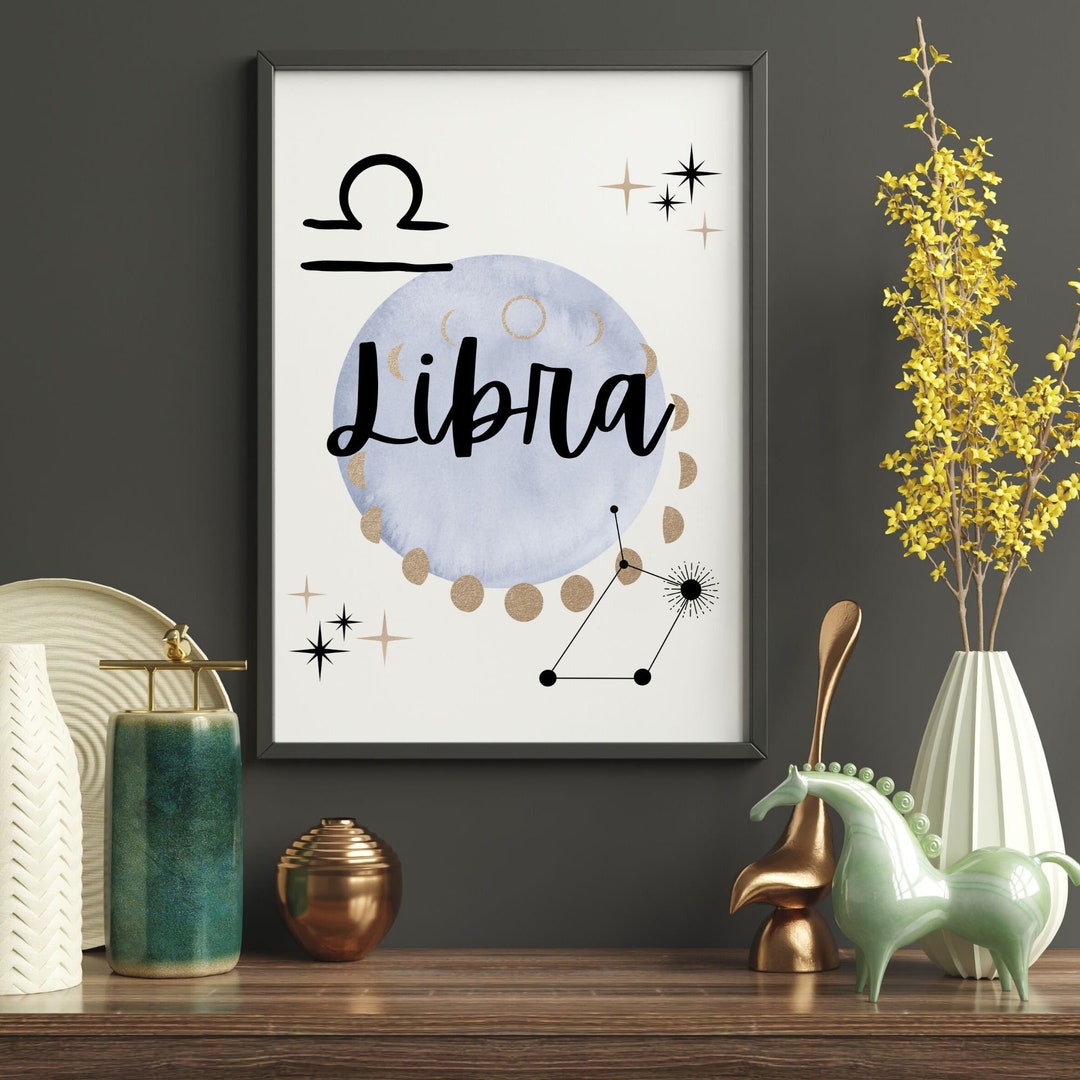 Libra Wall Art, Libra Zodiac Print Poster, Celestial Astrology Sign ...