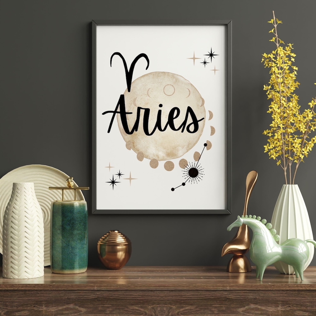 Aries Wall Art, Aries Zodiac Print Poster, Celestial Astrology Sign ...