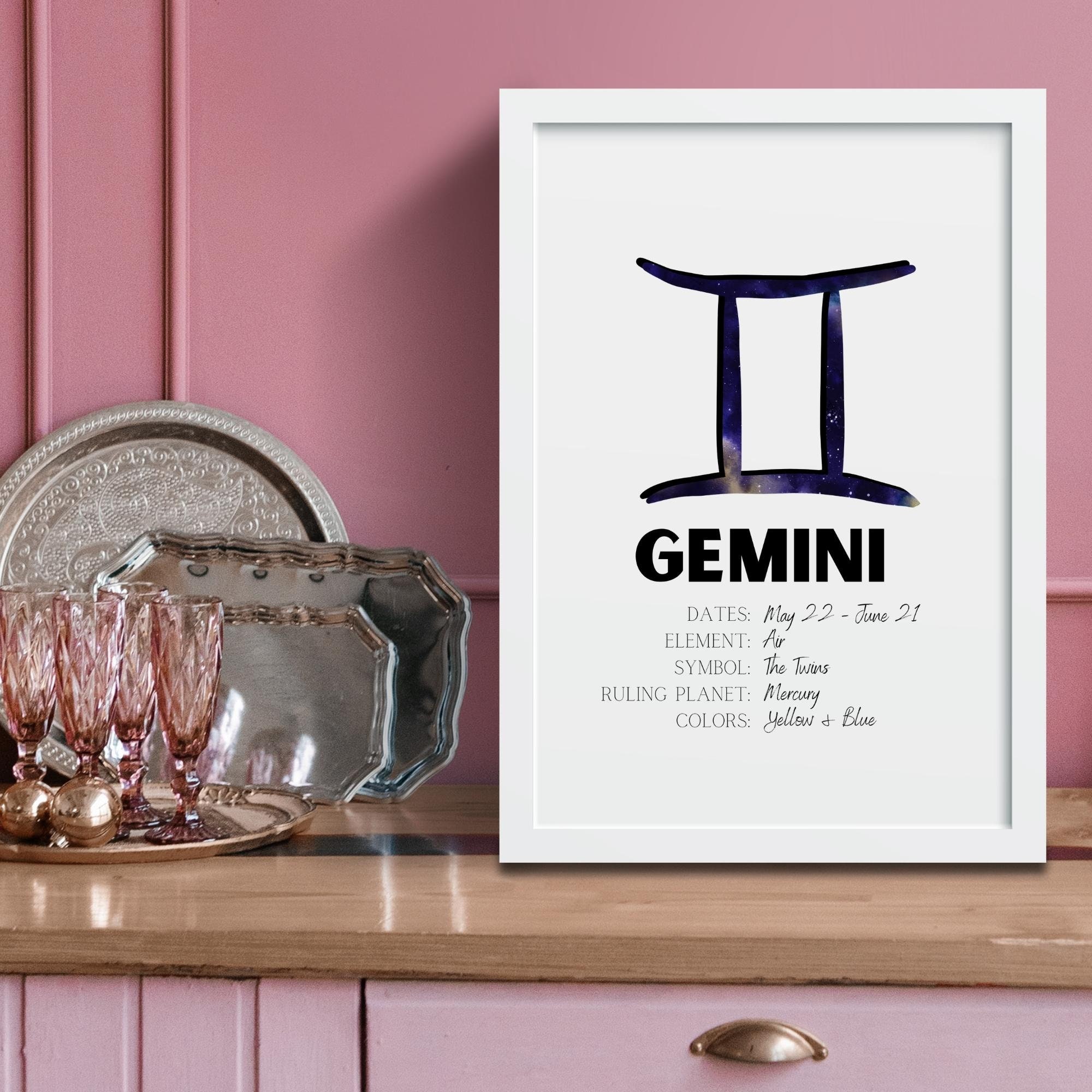 Gemini Zodiac Sign Print Gemini Poster Gemini Wall Art - Etsy