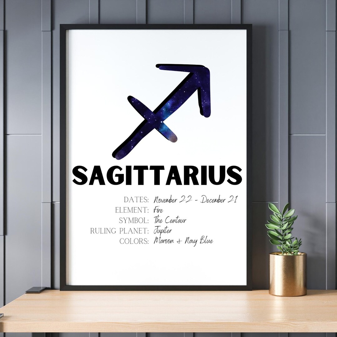 Sagittarius Zodiac Sign Poster, Sagittarius Wall Art, Sagittarius ...