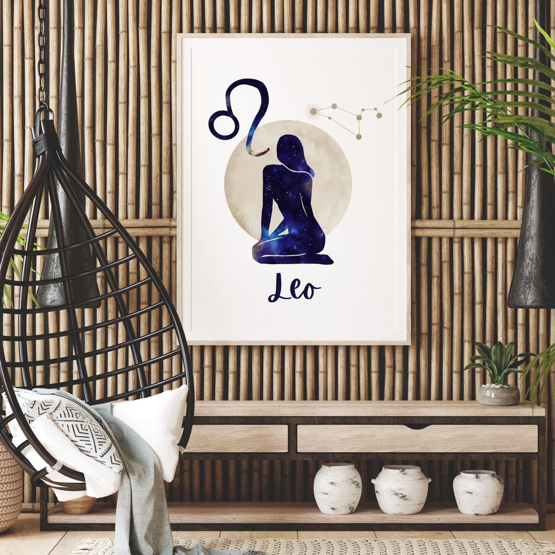 Leo Zodiac Wall Print, Leo Horoscope Poster, Astrology Printable Art ...