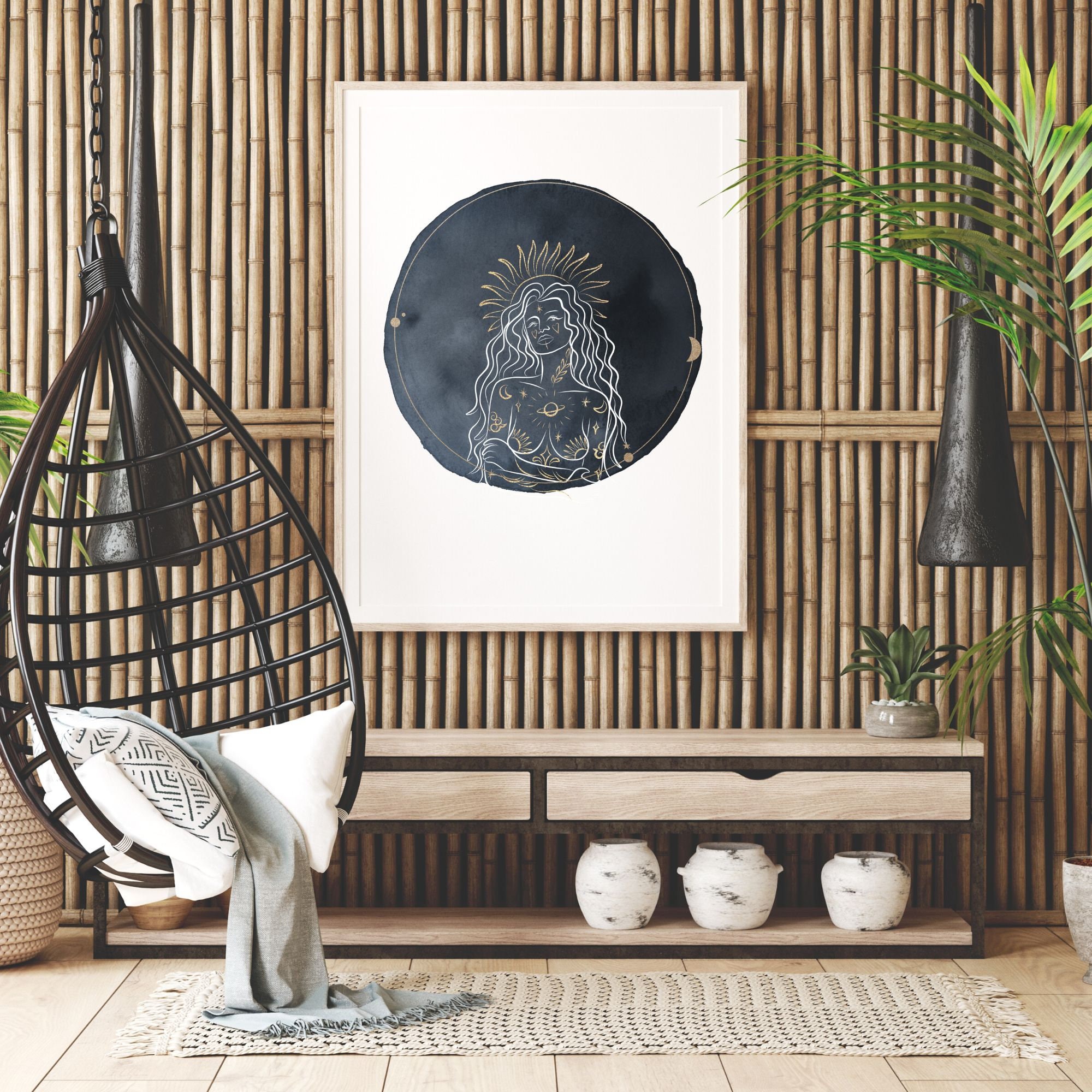 Moon Woman Print Naked Moon Lady Poster Galaxy Astrology Art - Etsy