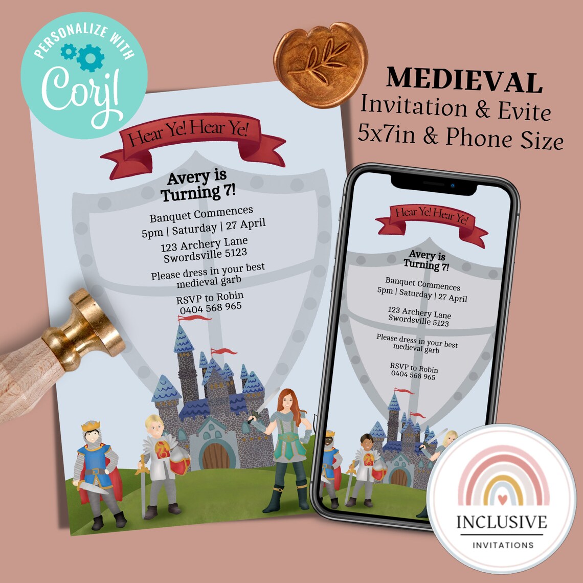 Medieval Printable Invite and Evite, Knights and Castles Themed Party ...