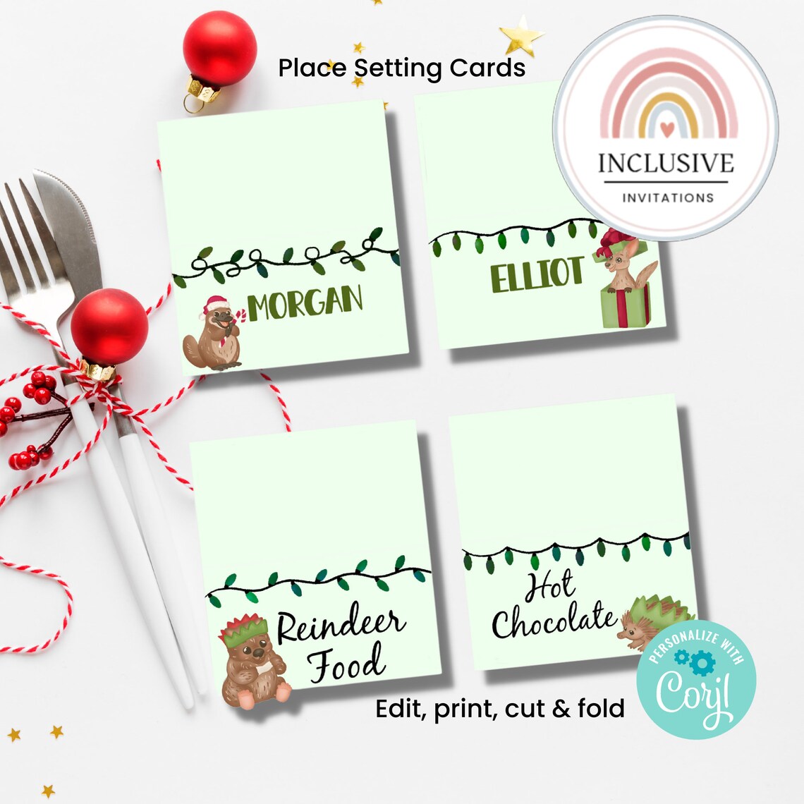 Printable Christmas Party Place Setting Labels, Customisable Australian ...