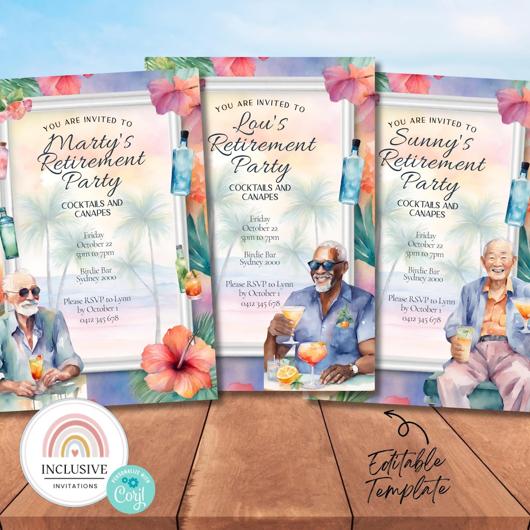 Happy Hour Retirement Party Invitation Template (digital Download) - Etsy