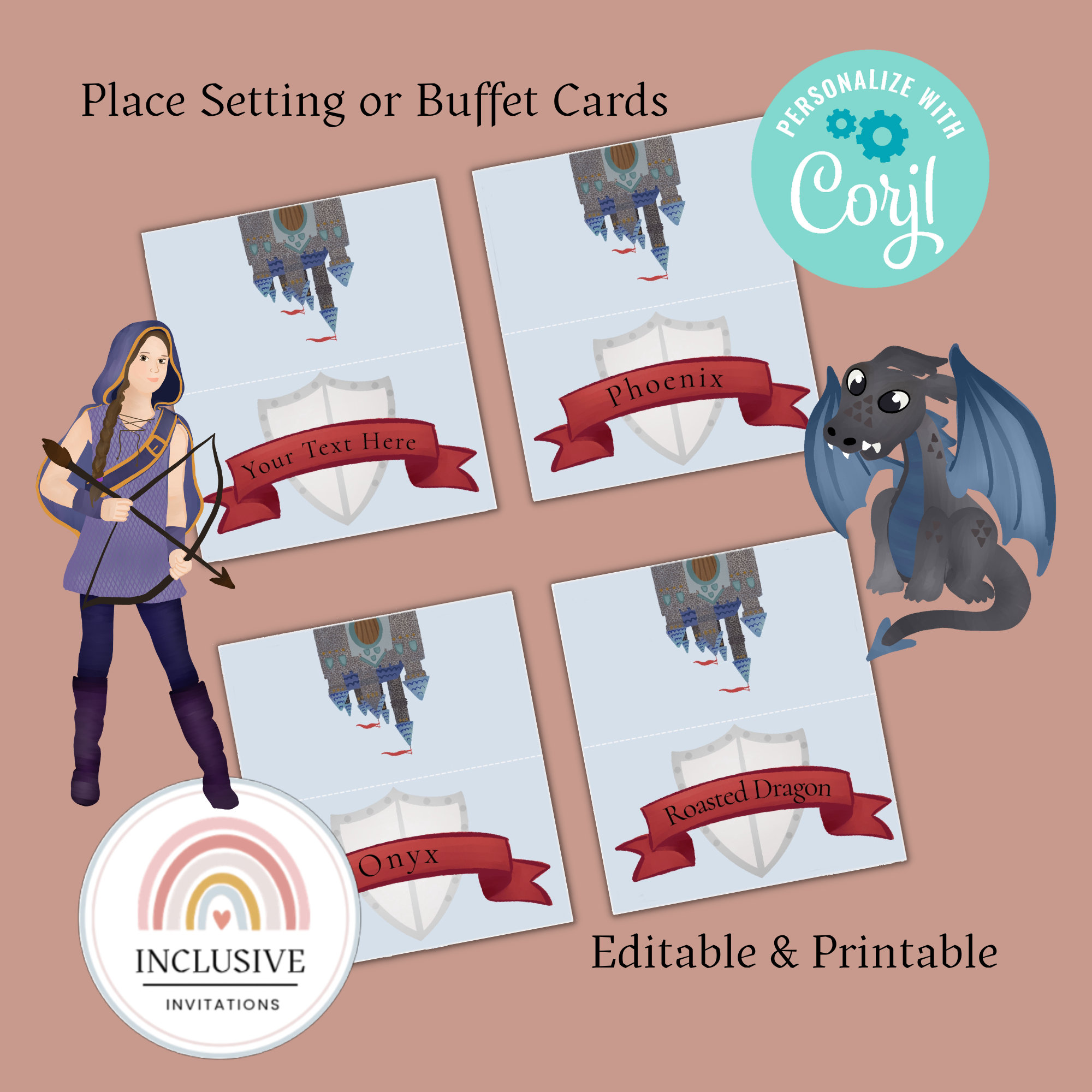 Medieval Place Setting Party Name Cards Buffet Food Labels - Etsy