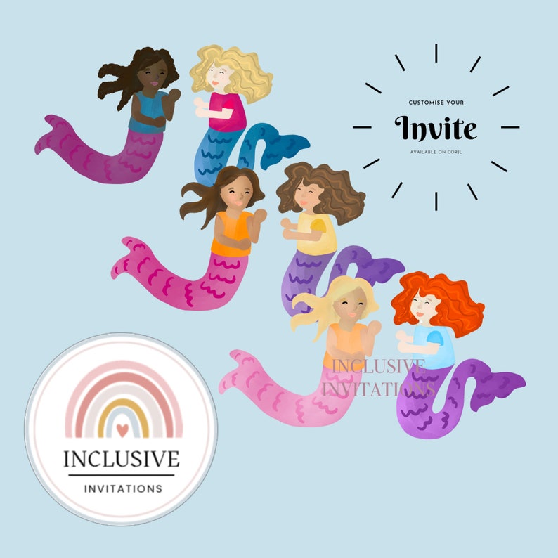 Mermaid Birthday Invitation: Gender Neutral, Editable Characters - Etsy
