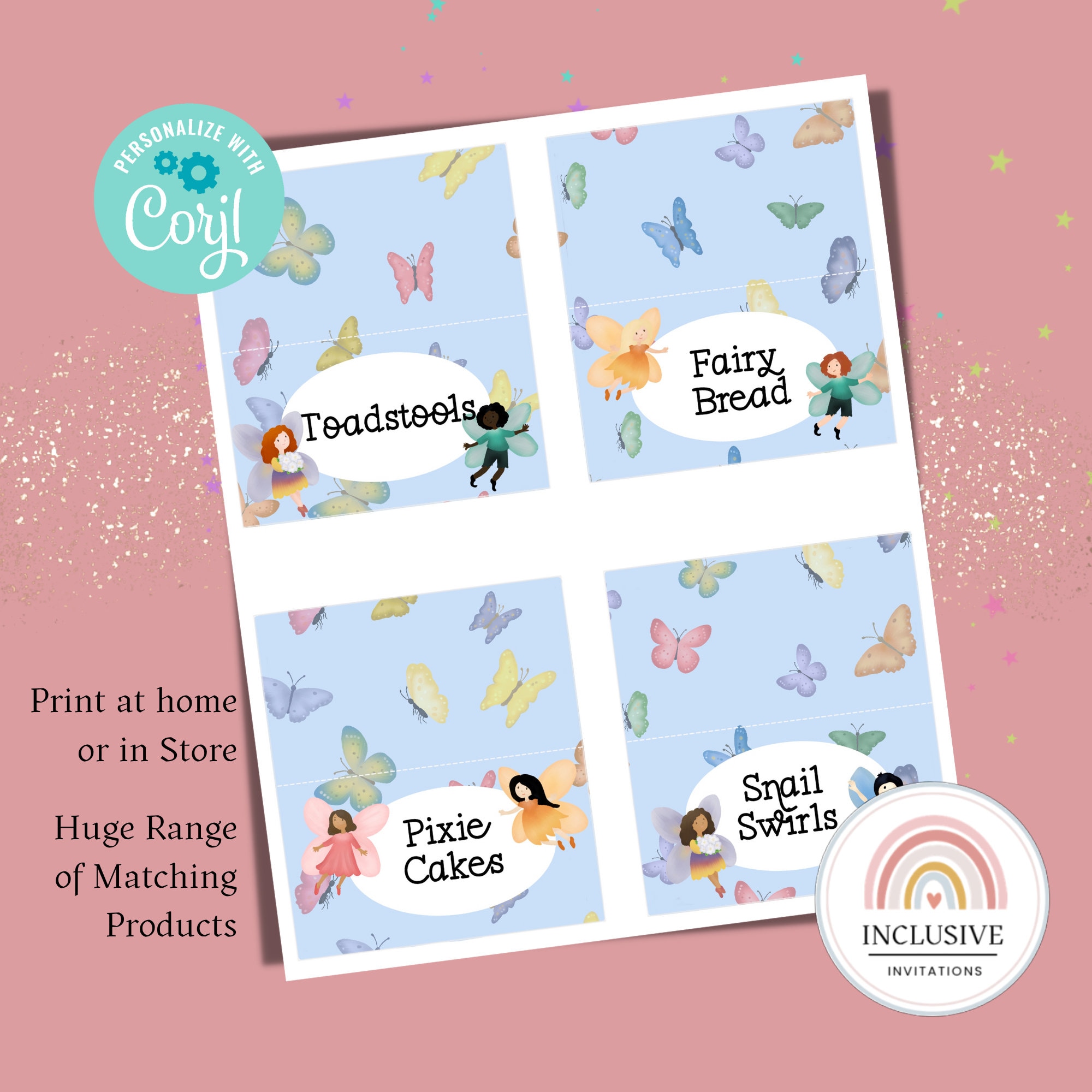 Fairy Party Food Labels: Printable DIY Place Setting Template - Etsy