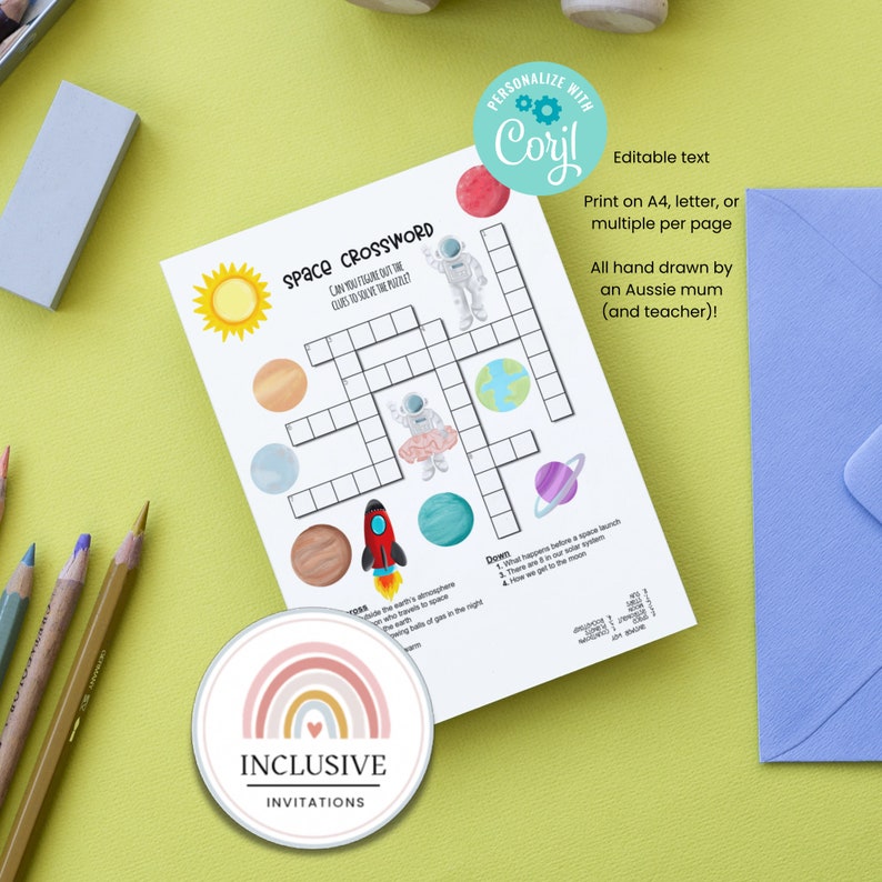 Space Planets Astronaut Party Printables Games Puzzles Loot Bag Lolly ...