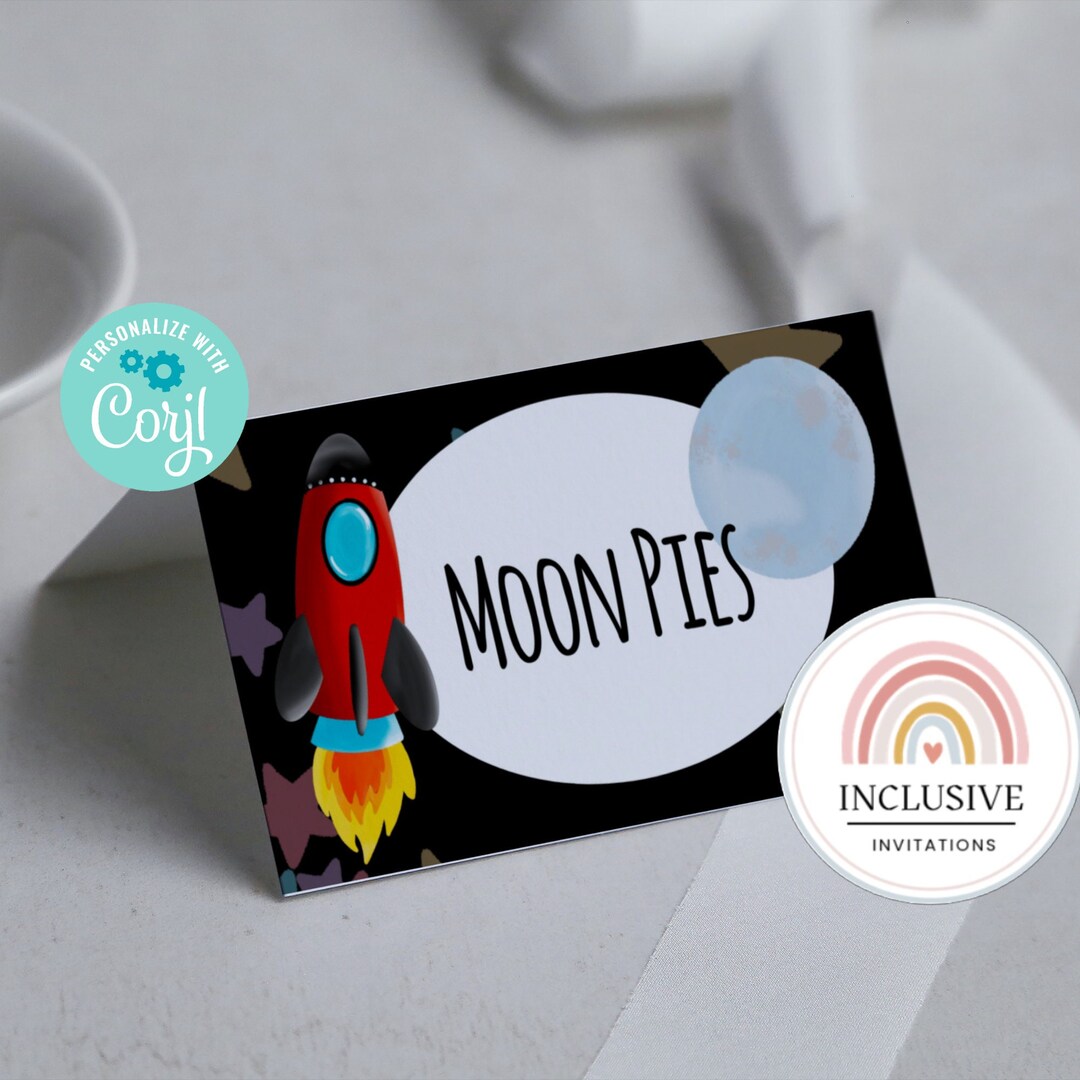 Space Party Theme Food Labels Name Tags Table Place Setting Foldable ...